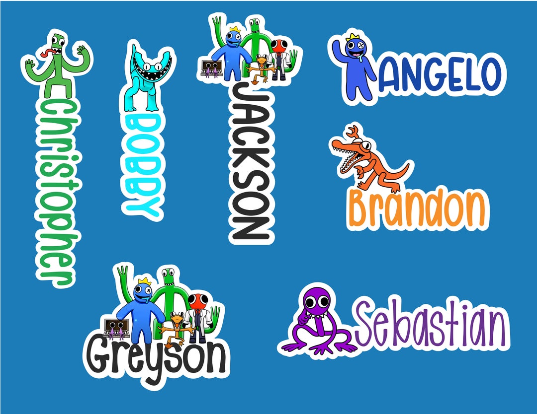 Rainbow Friends, Personalize Name Stickers, Water Bottle, Laptop ...