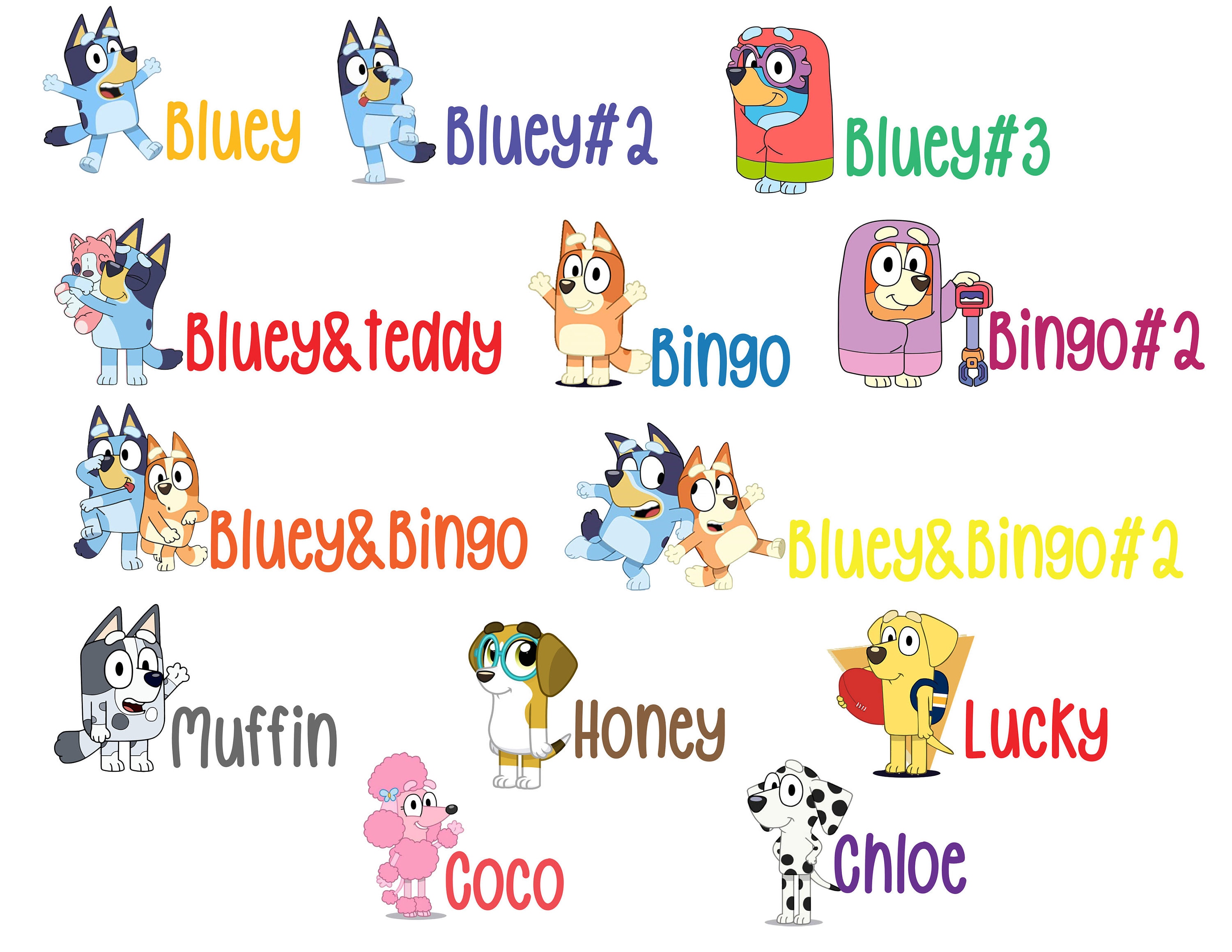 Bluey, Custom Name Stickers, Water Bottle Sticker, Name Stickers ...