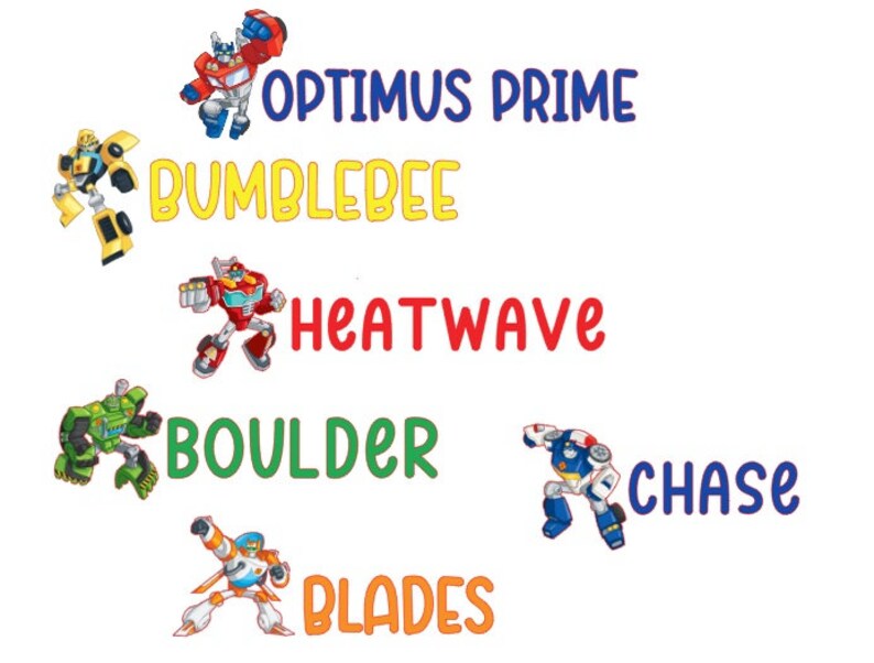 Personalized Transformer Rescue Bot Name Stickers: Water Bottle, Laptop ...