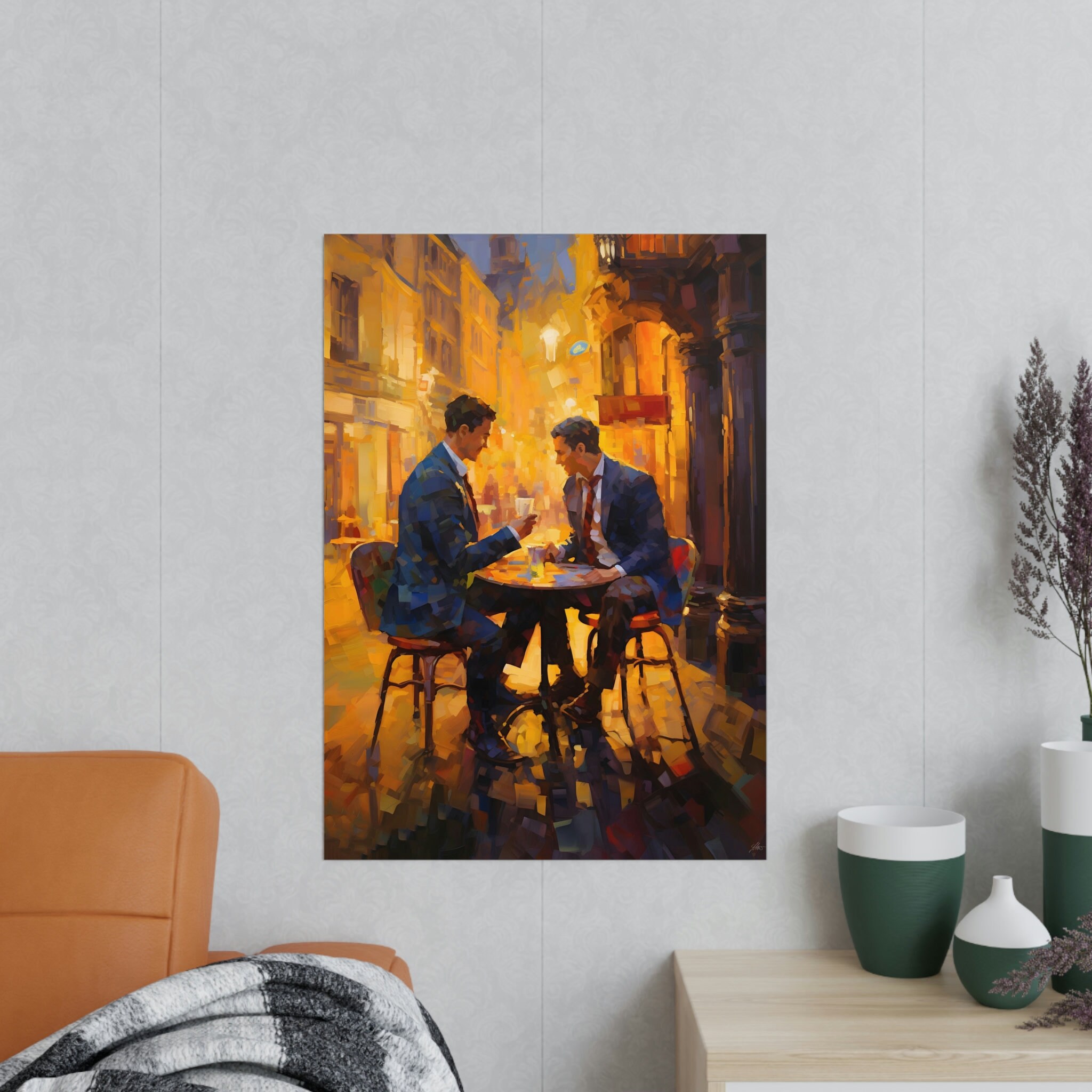 Night Time Romance. - High Quality Art Print, LGBTQ+ Art, Gay Art, Male ...
