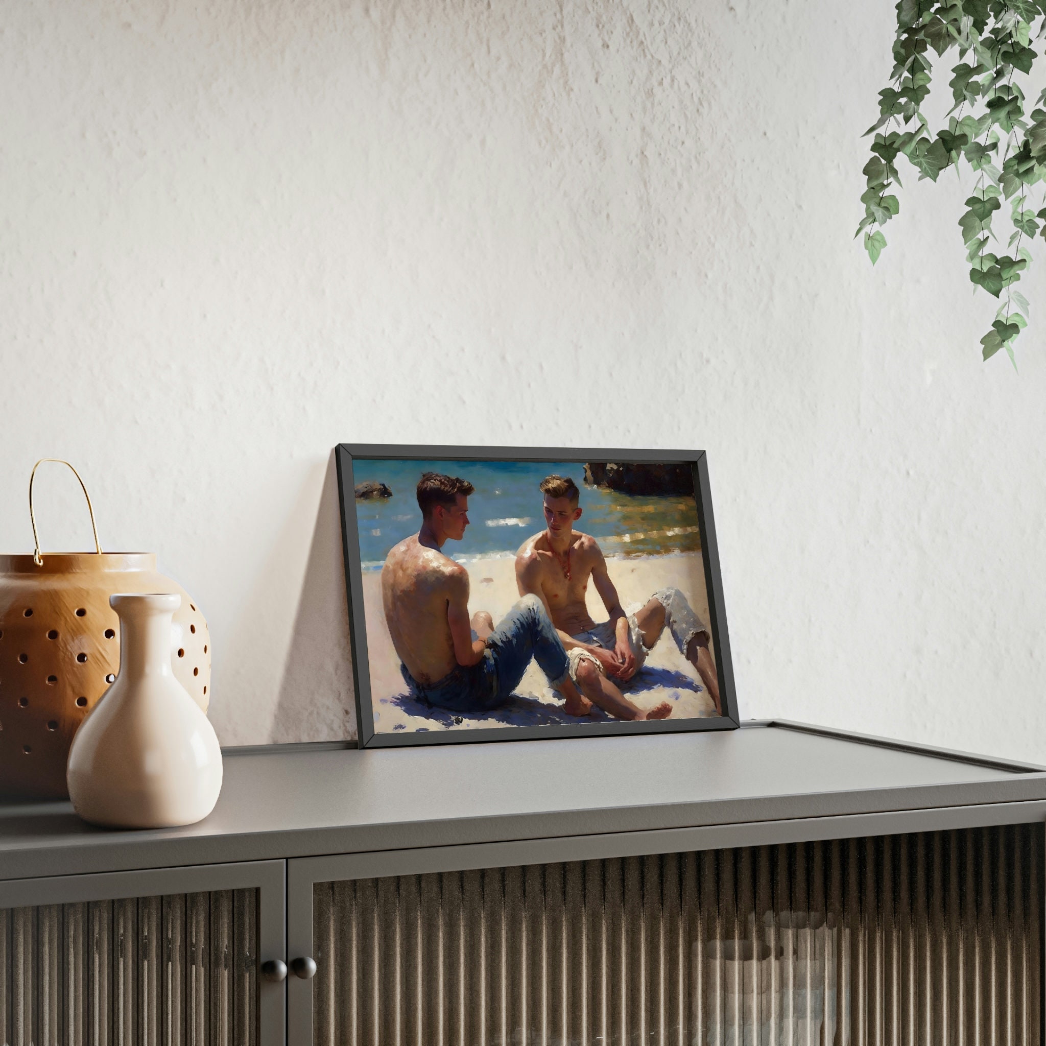 Boys on the Beach. High Quality Framed Art Print Gay Art - Etsy