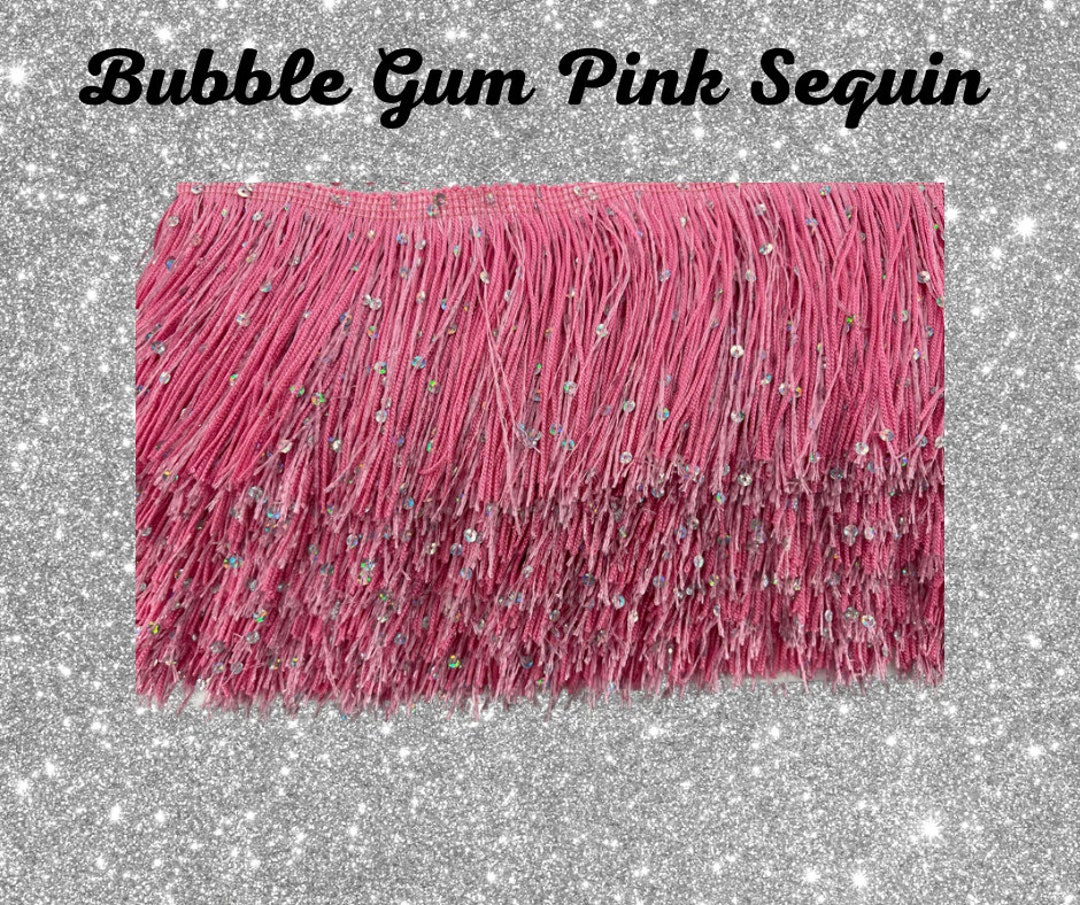 Bubble Gum Pink Sequin 4 Inch Long Fringe Trims by the Yard, Freshies. - Etsy