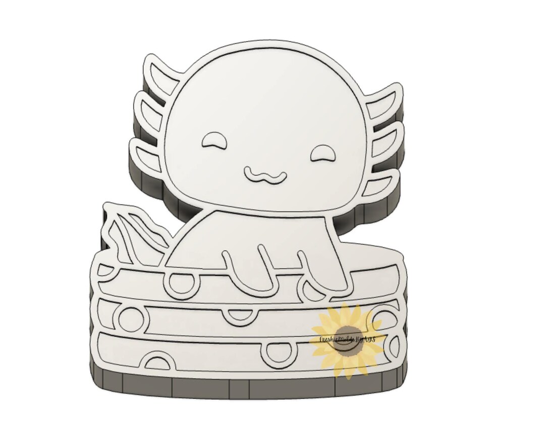 Axolotl in Pool Silicone Mold Freshies, Silicone Molds, Silicone ...