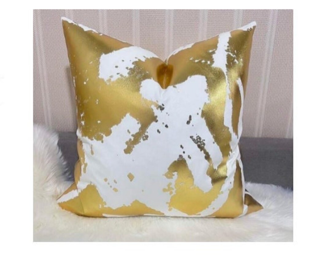 Gold Foil Pattern Pillow Cover, Luxury Gold Pillow, Gold Pillow Cover ...