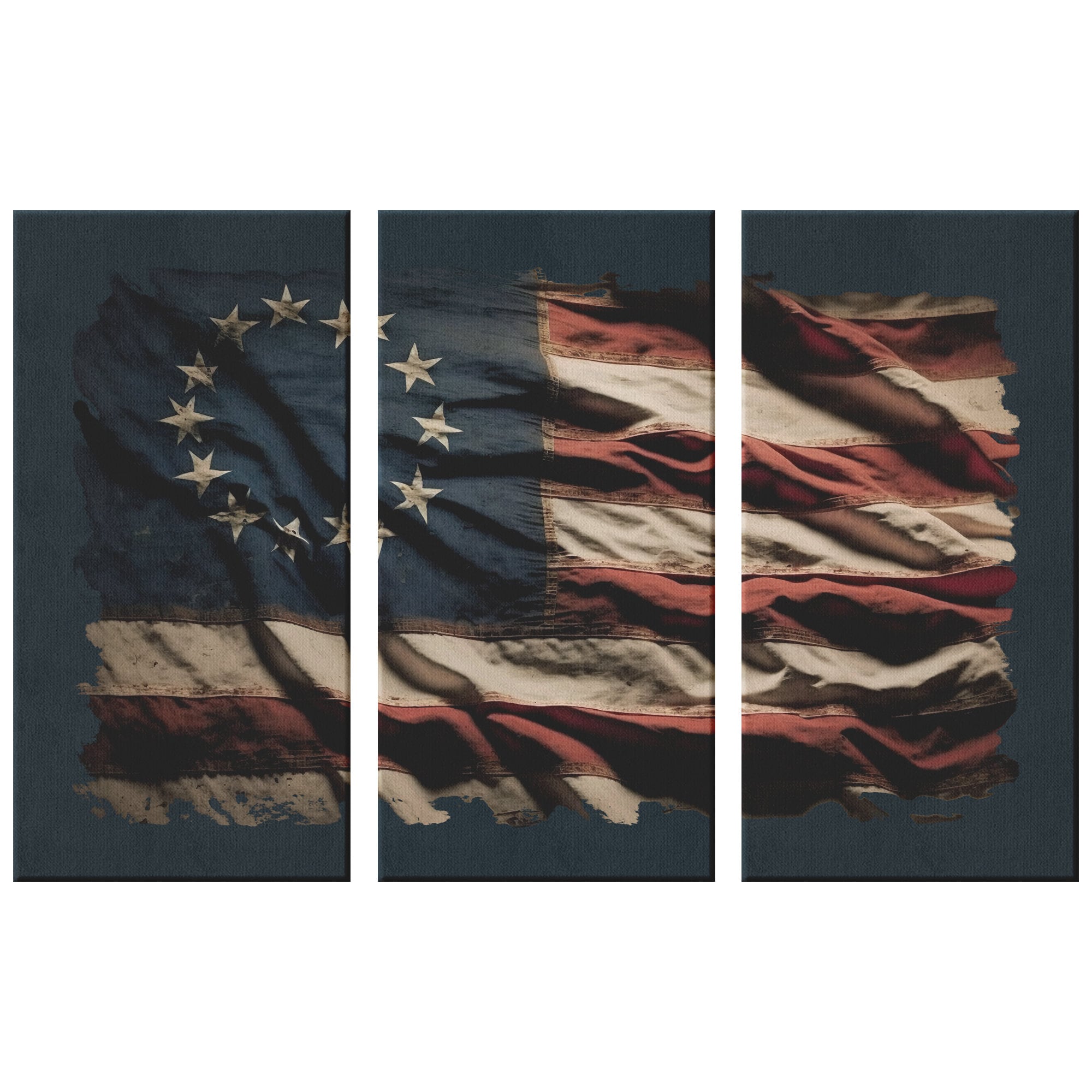 American Flag Wall Art, American Flag Distressed Canvas Semi-gloss Wall ...