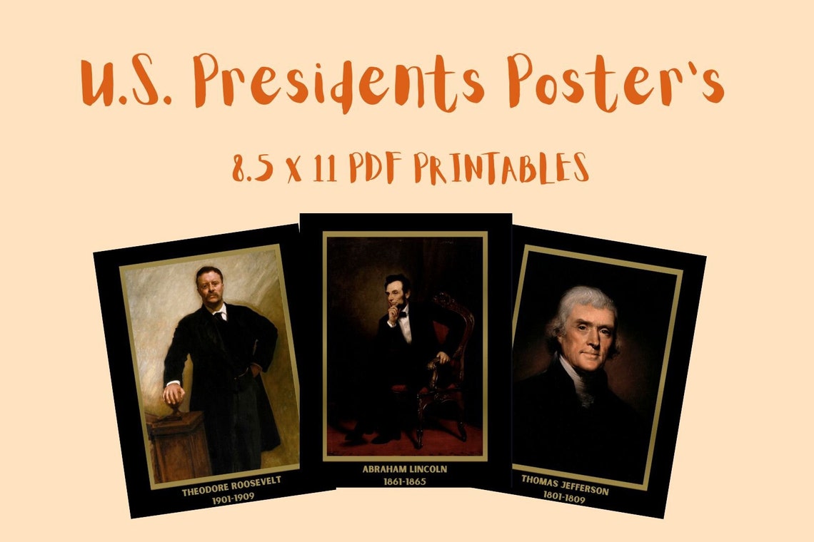 U.S. Presidents' Portrait Printable Posters (UPDATED 2025), Instant ...