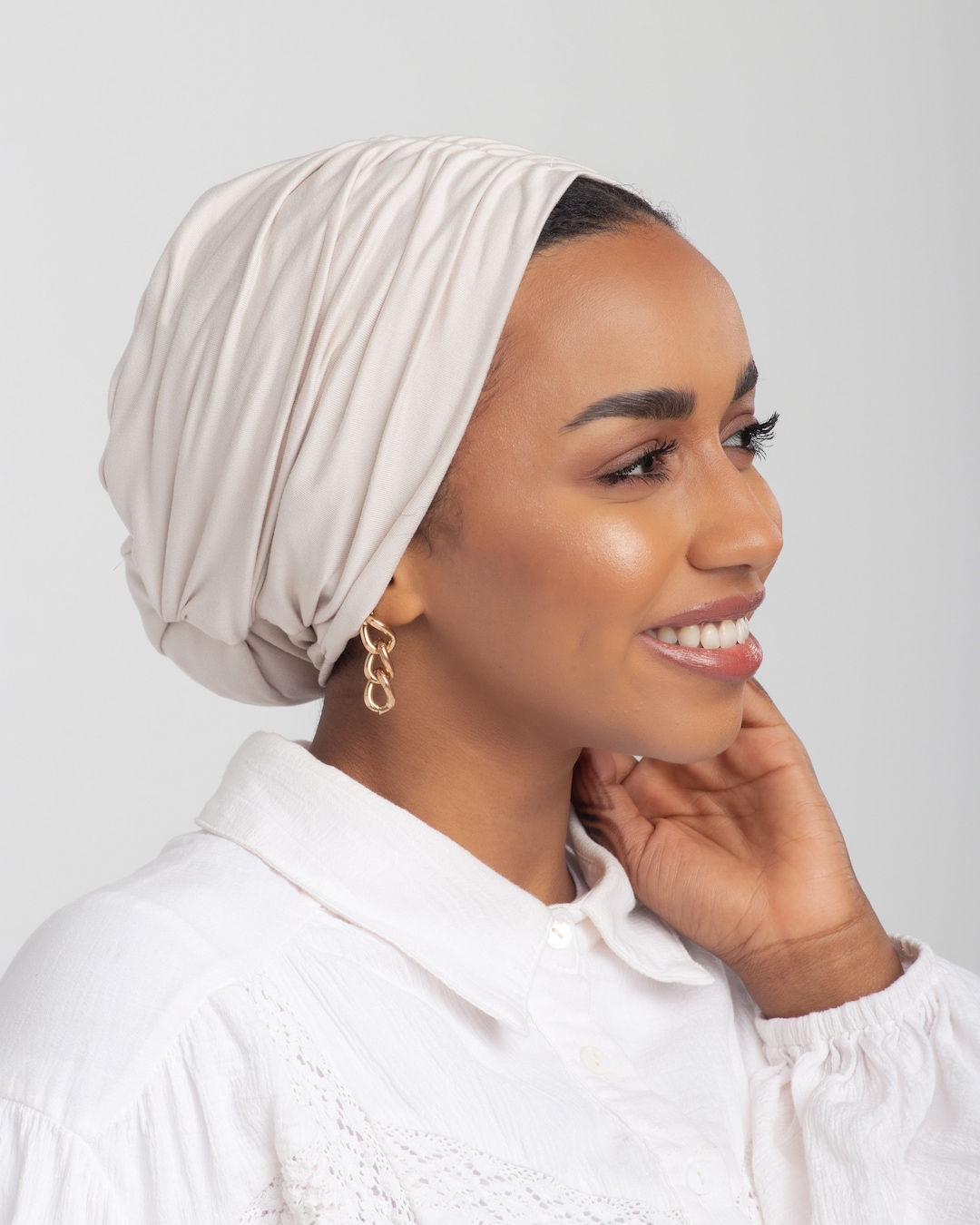 100% Cotton Pre-tied Instant Turban Head Wrap for Women, Comfortable ...