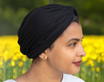 Pre-tied Instant Turban Head Wrap for Women, Comfortable Stretchy ...