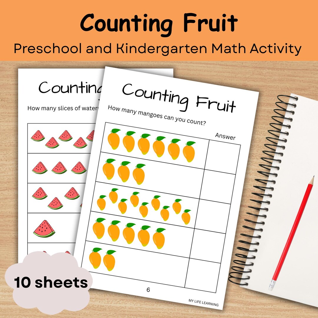 Counting Fruit Printable, Fruit Counting Math Activities, 10 Digital ...