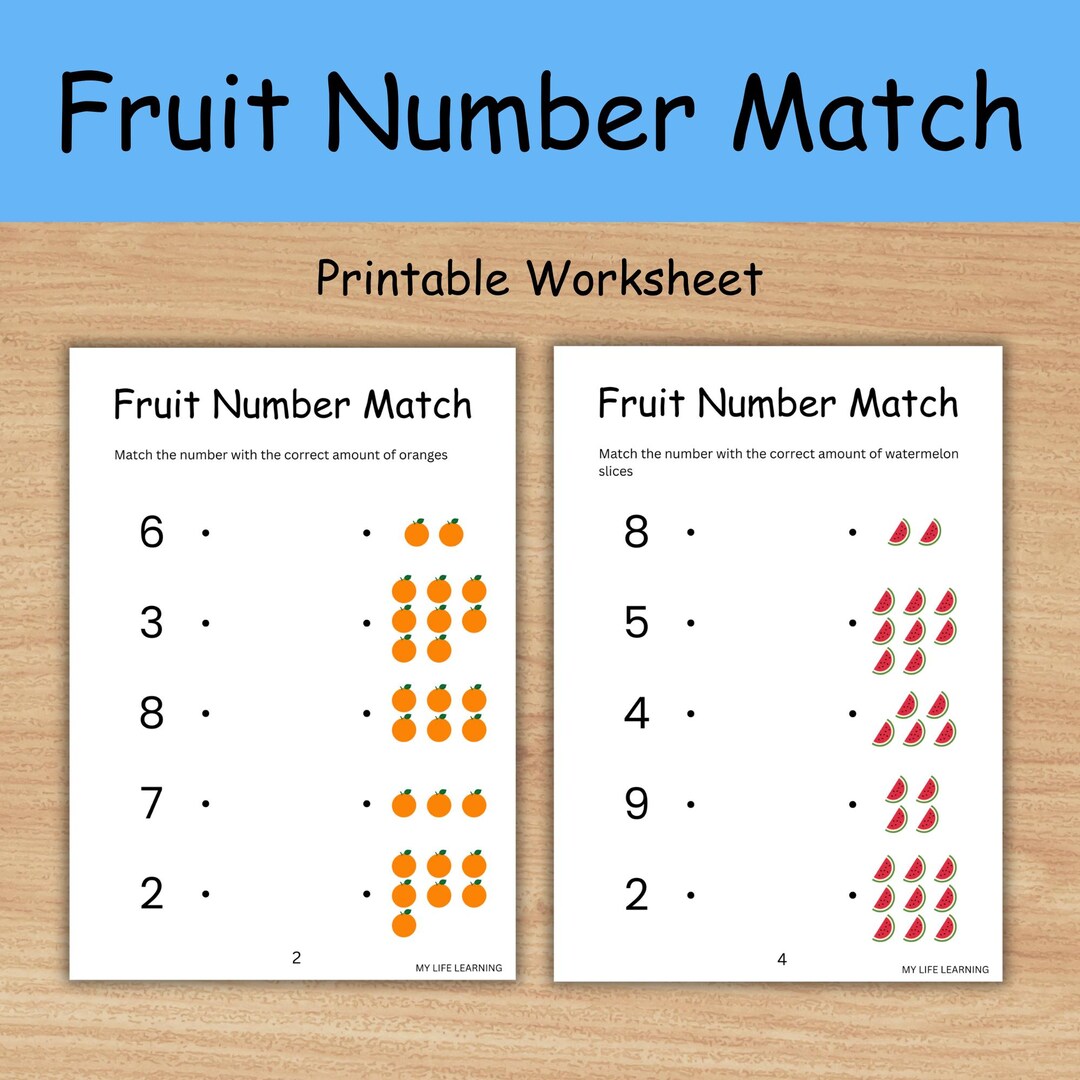 Fruit Number Match, Counting Numbers 1-10 Preschool Math Activity ...