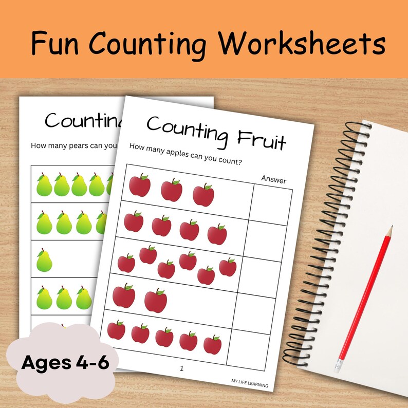 Counting Fruit Printable, Fruit Counting Math Activities, 10 Digital ...