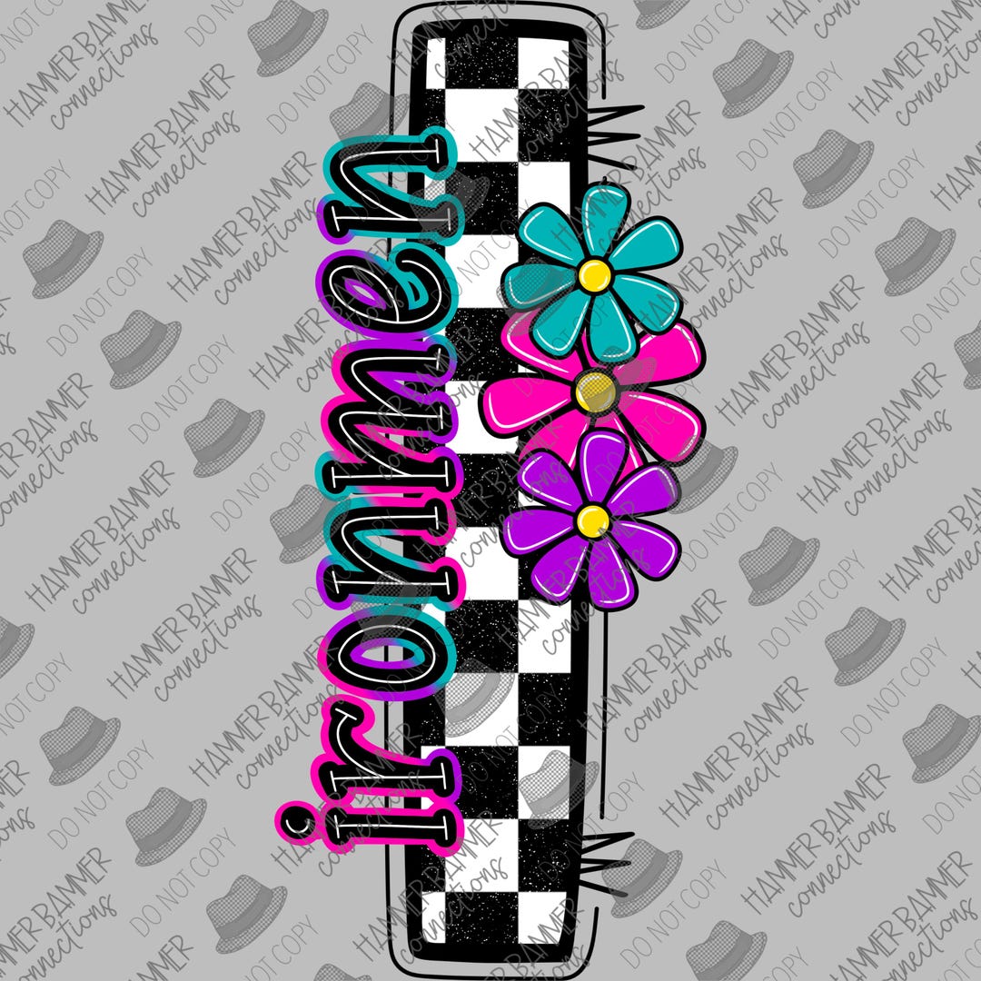 Ironmen Mascot Checkered Floral, Digital, Design, Png, Sublimation, Dtf ...