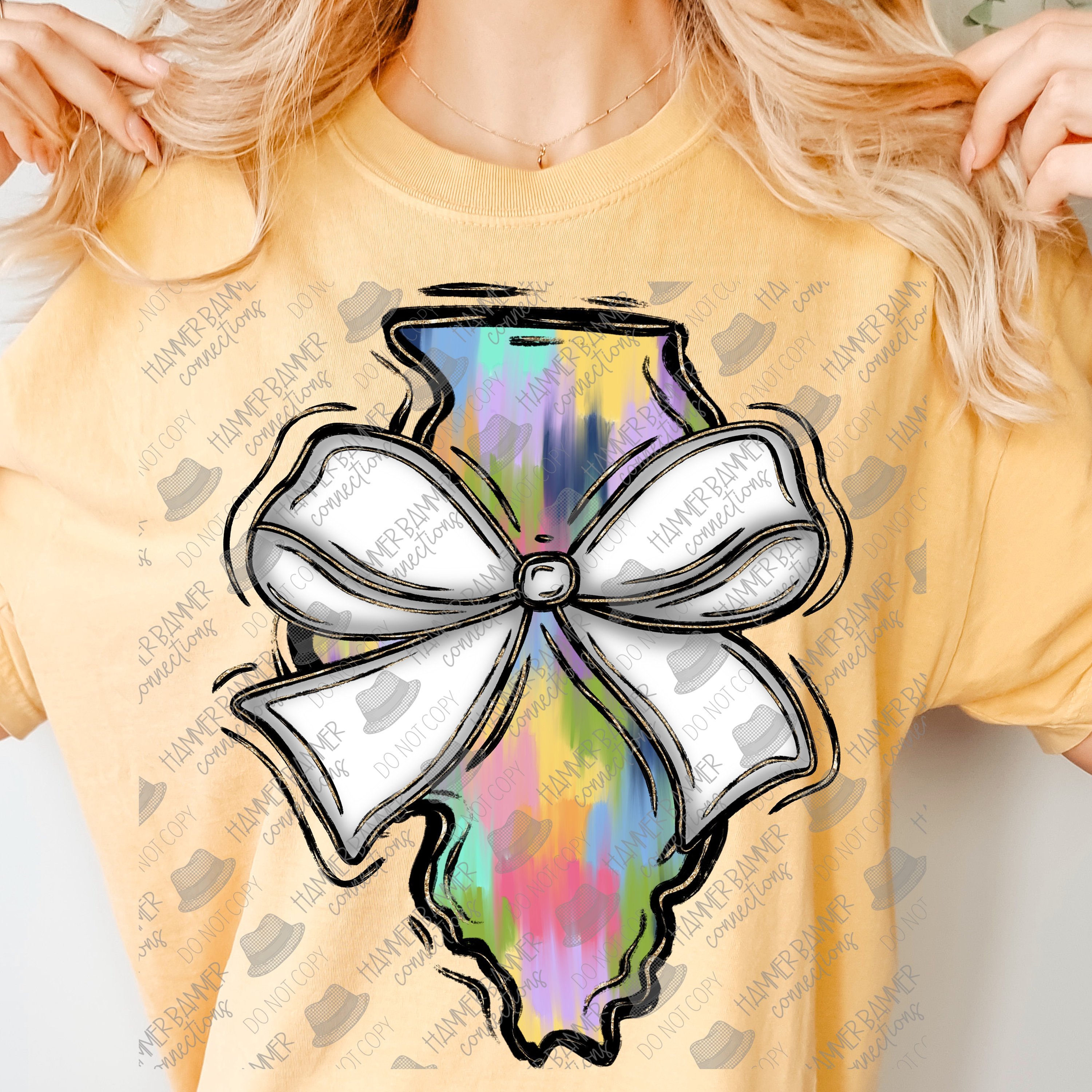 Illinois Streaky Paint With Bow, Digital Design, Png, Sublimation, Dtf ...