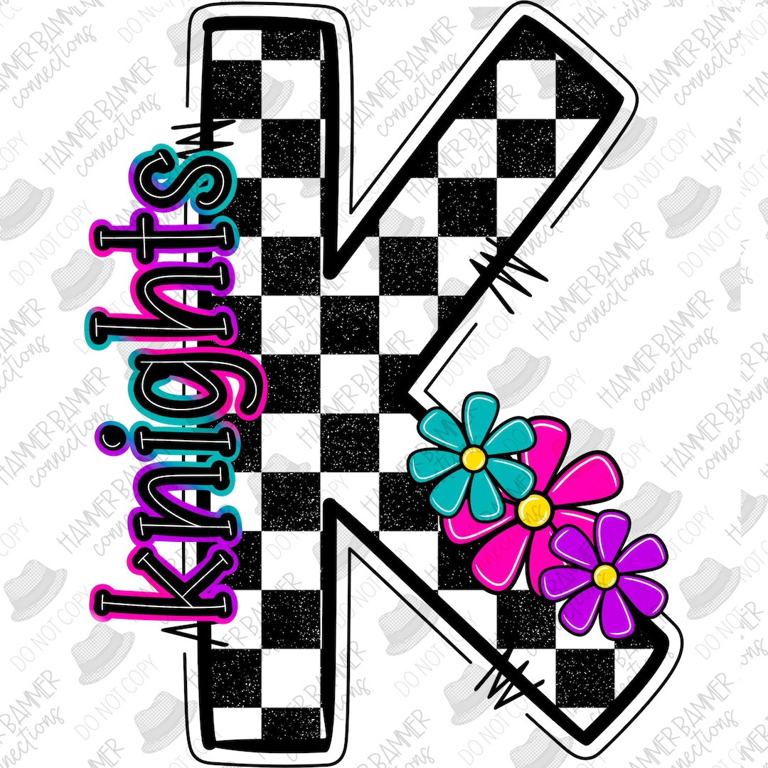 Knights Mascot Checkered Floral, Digital, Design, Png, Sublimation, Dtf ...