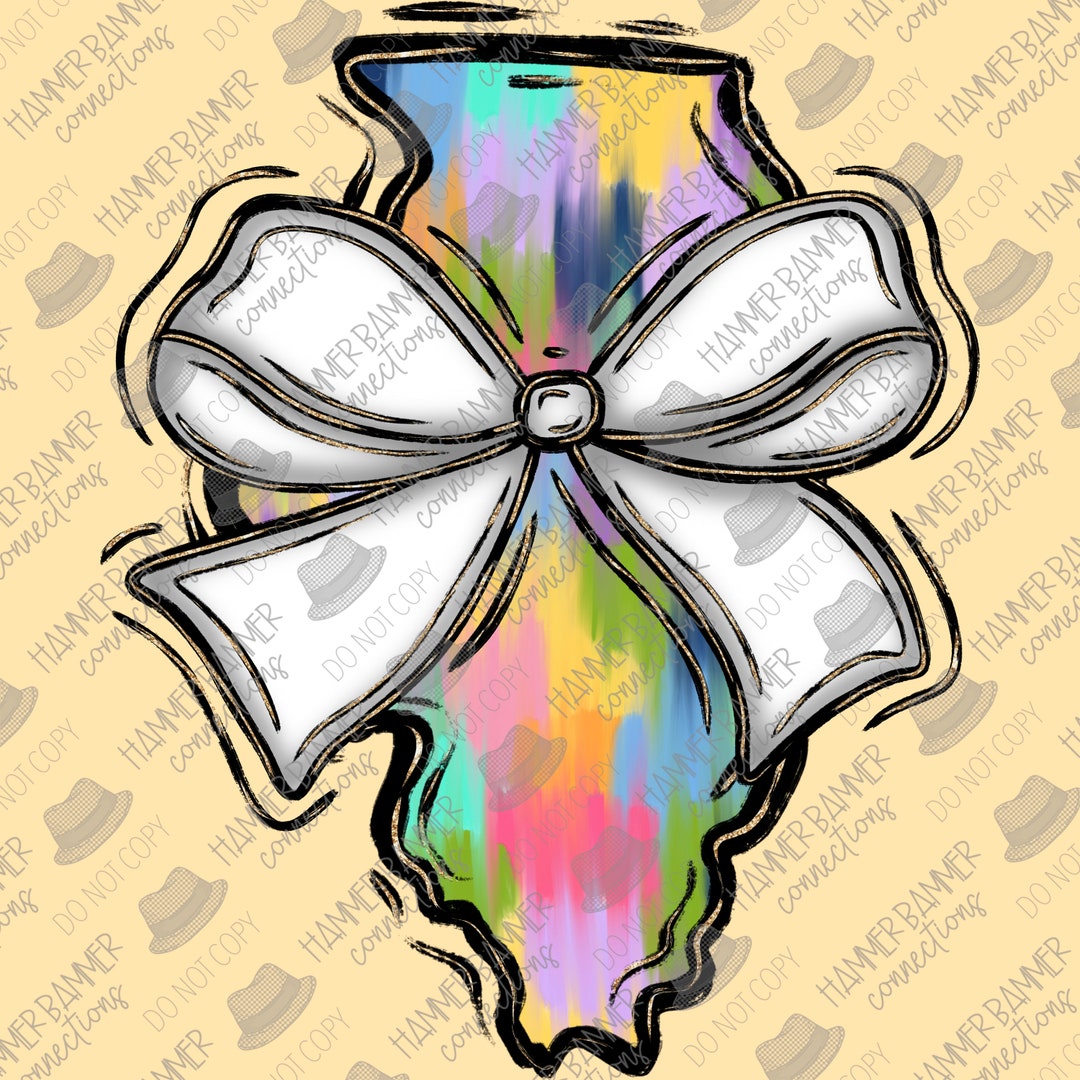 Illinois Streaky Paint With Bow, Digital Design, Png, Sublimation, Dtf ...