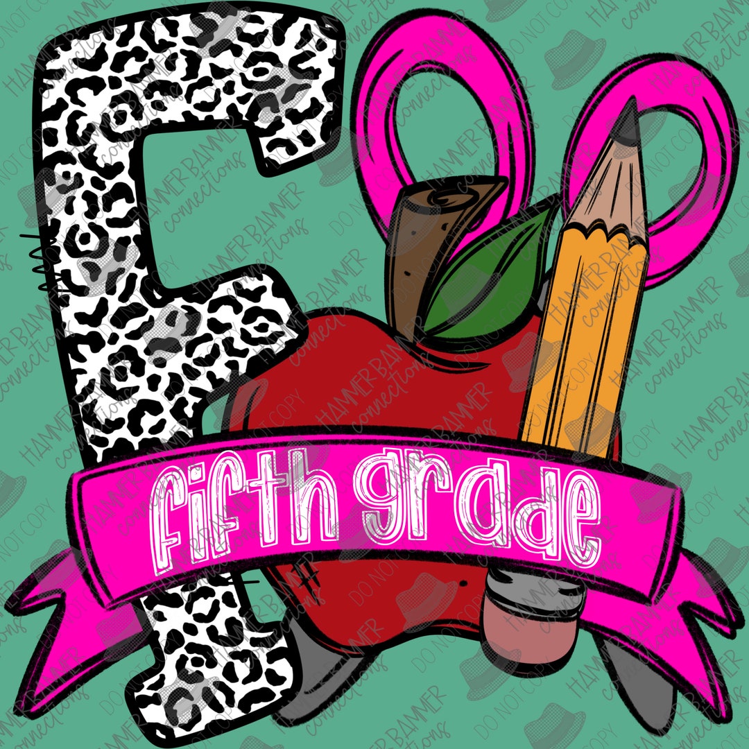 Fifth Grade, Back to School, Cheetah, Leopard, Pink, Girl, Digital ...