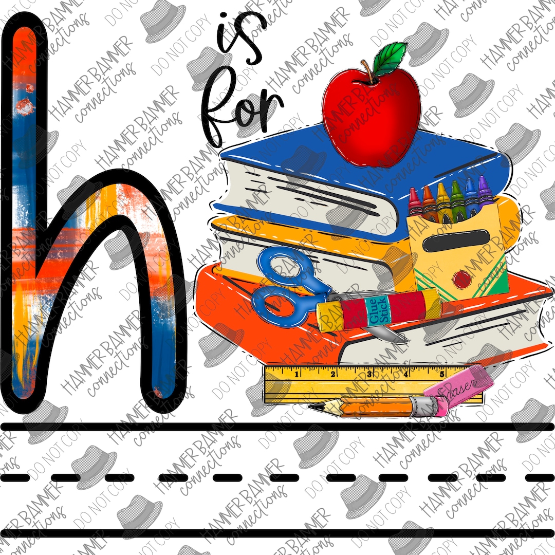H is For…, Back to School, Add Your Own Text, Blue Version ( Pink ...