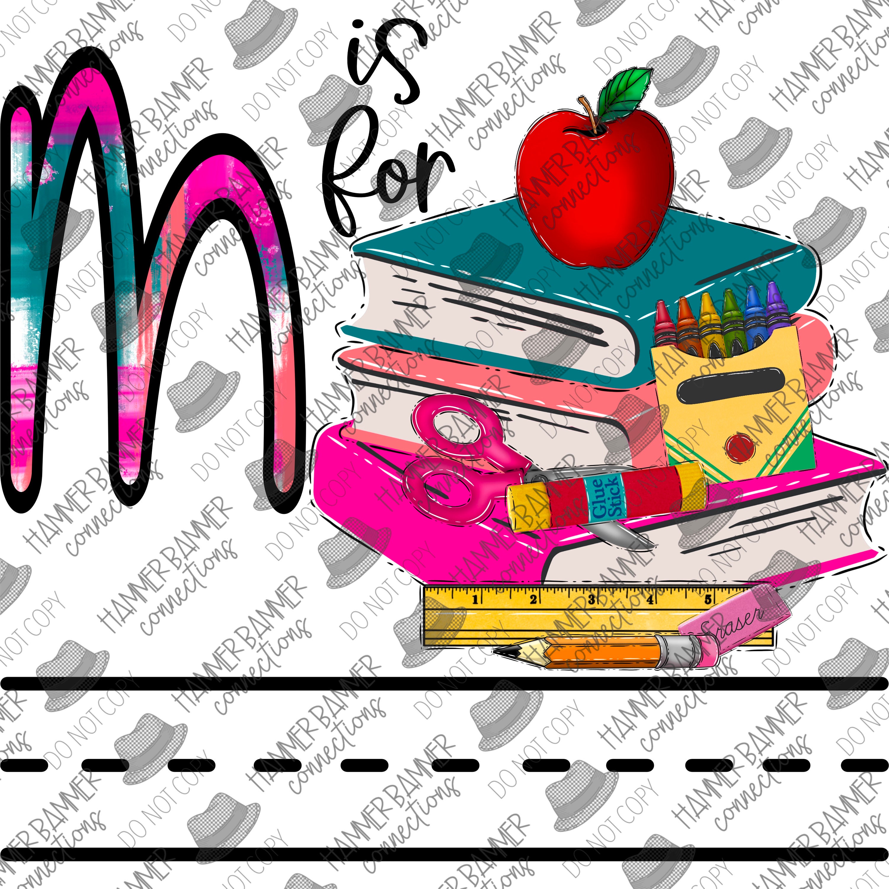 M is For…, Back to School, Add Your Own Text, Pink Version( Blue ...