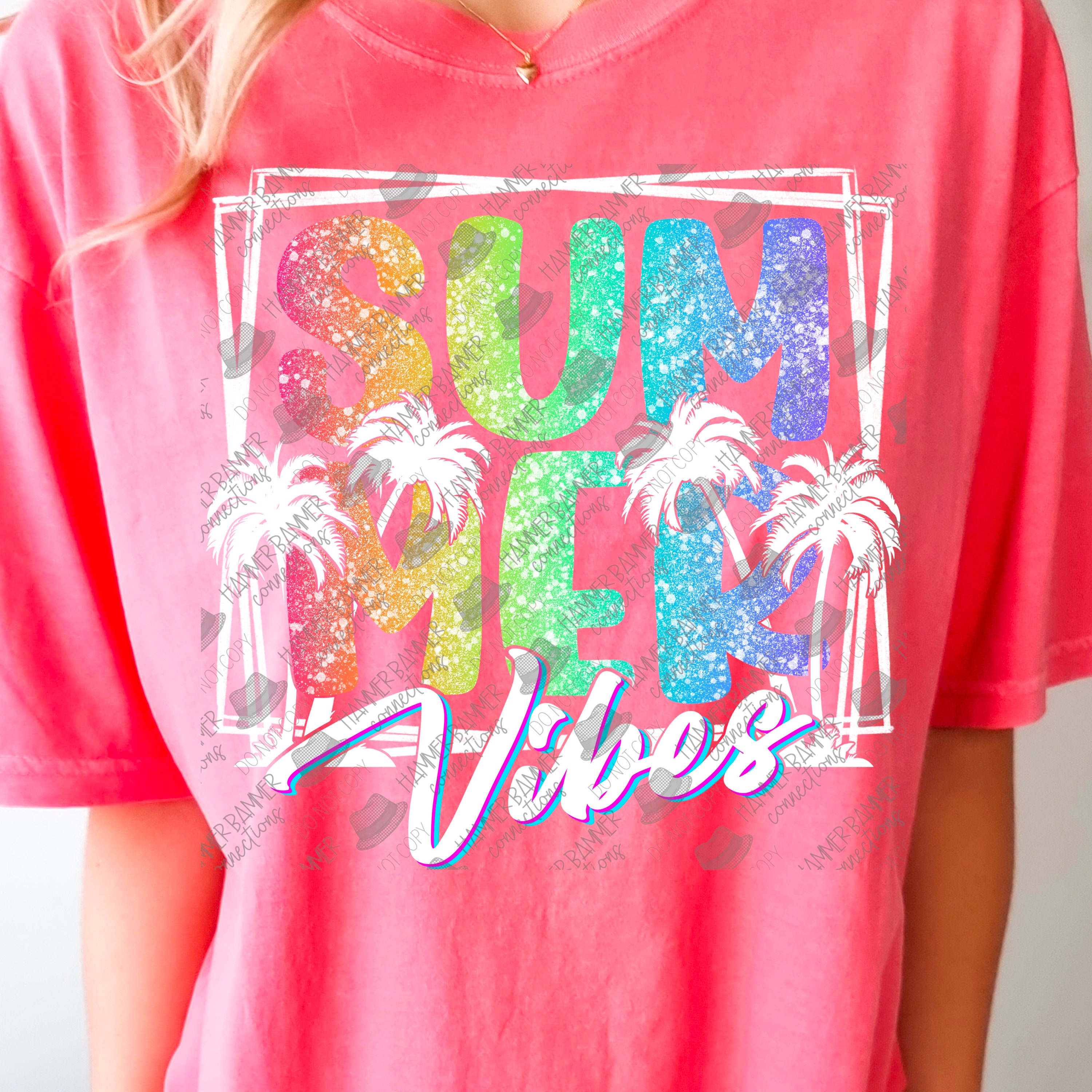 Summer Vibes, Retro Font, Black and White Versions, Palm Trees, Digital ...