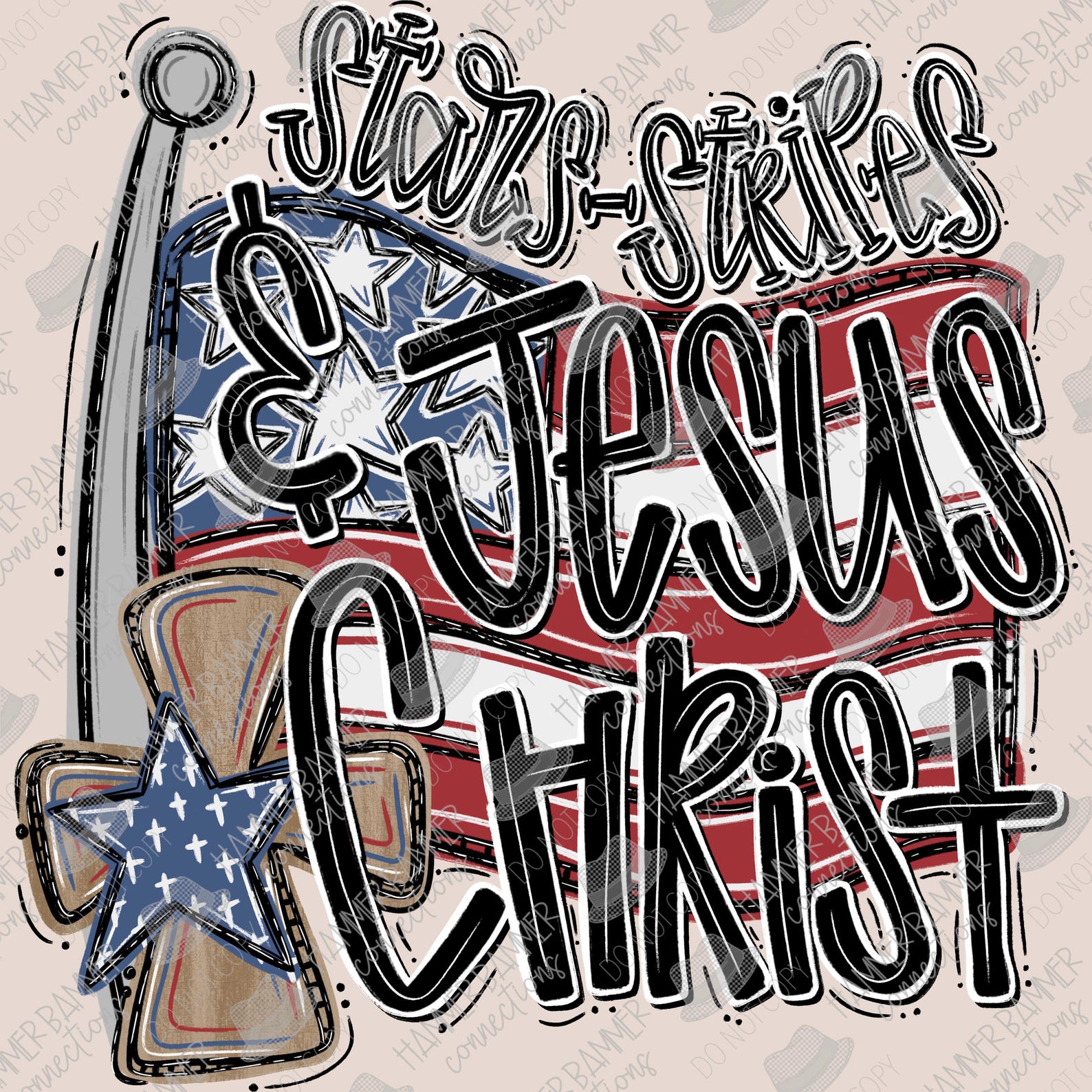 Stars and Stripes and Jesus Christ, Png, Design, Sublimation, Dtf ...