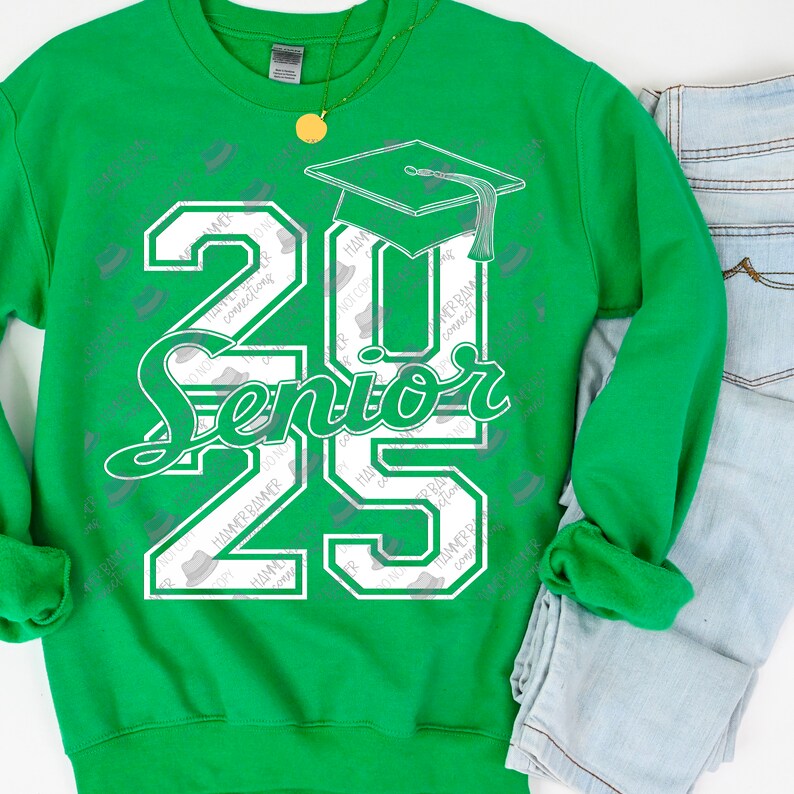 Senior 2025 With Grad Cap and Tassel, Black and White, Digital, Design ...