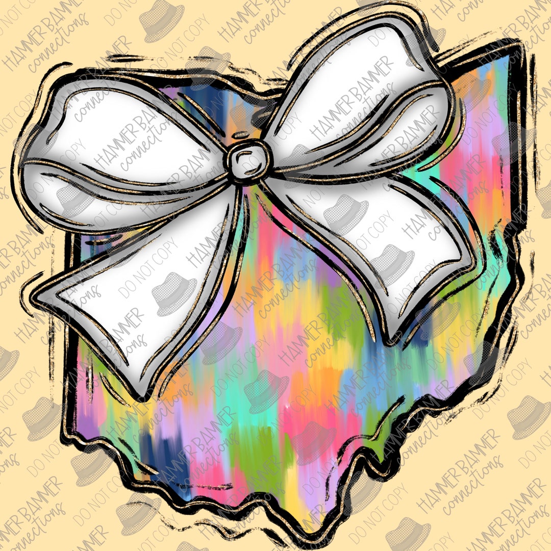 Ohio Streaky Paint With Bow, Digital Design, Png, Sublimation, Dtf - Etsy