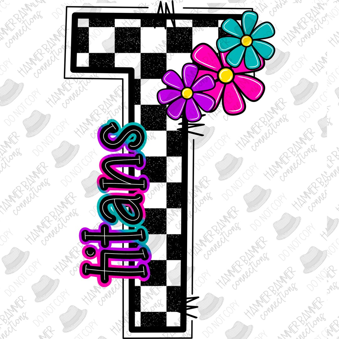Titans Mascot Checkered Floral, Digital, Design, Png, Sublimation, Dtf ...
