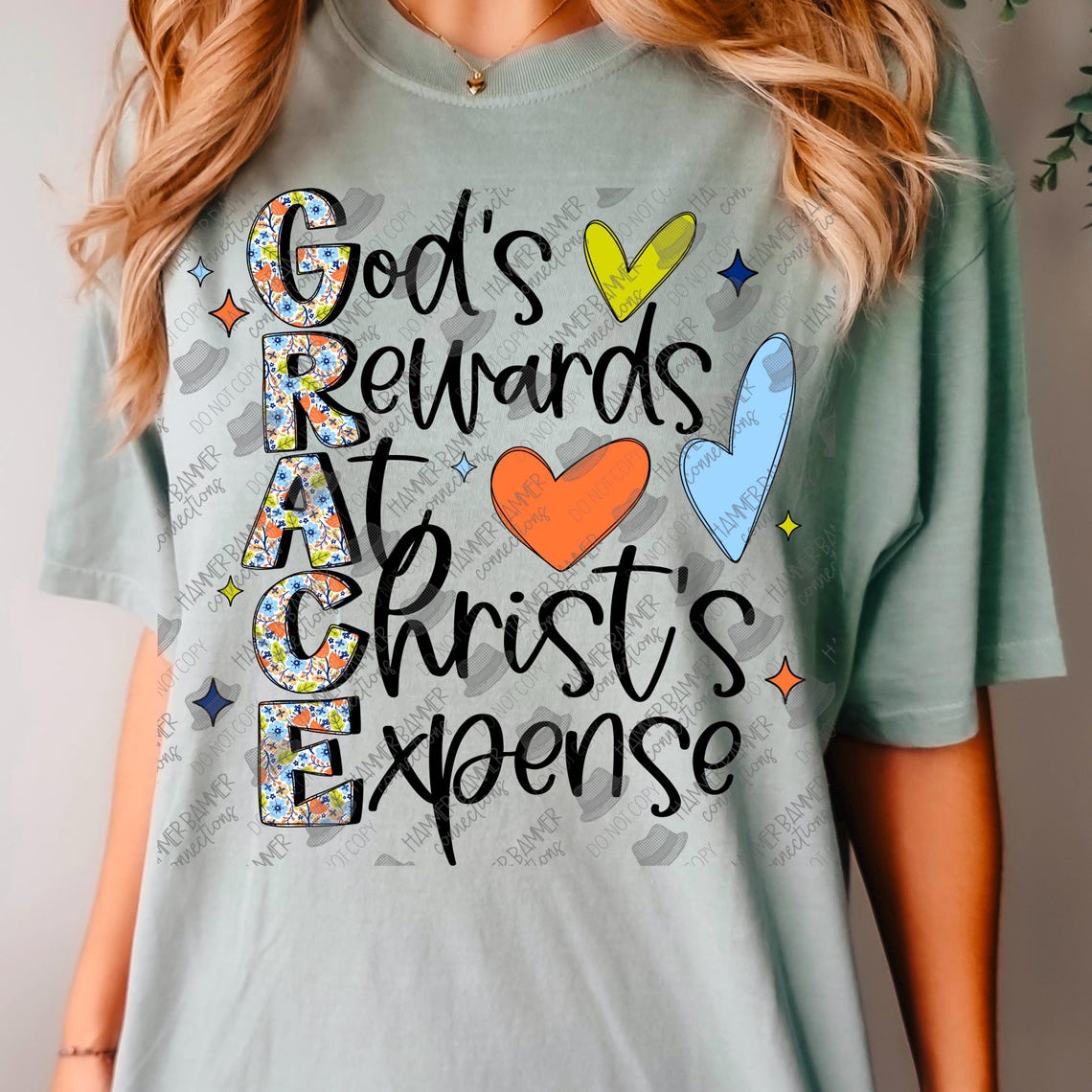 GRACE, God’s Rewards at Christ’s Expense, Religious, Floral, Hearts ...
