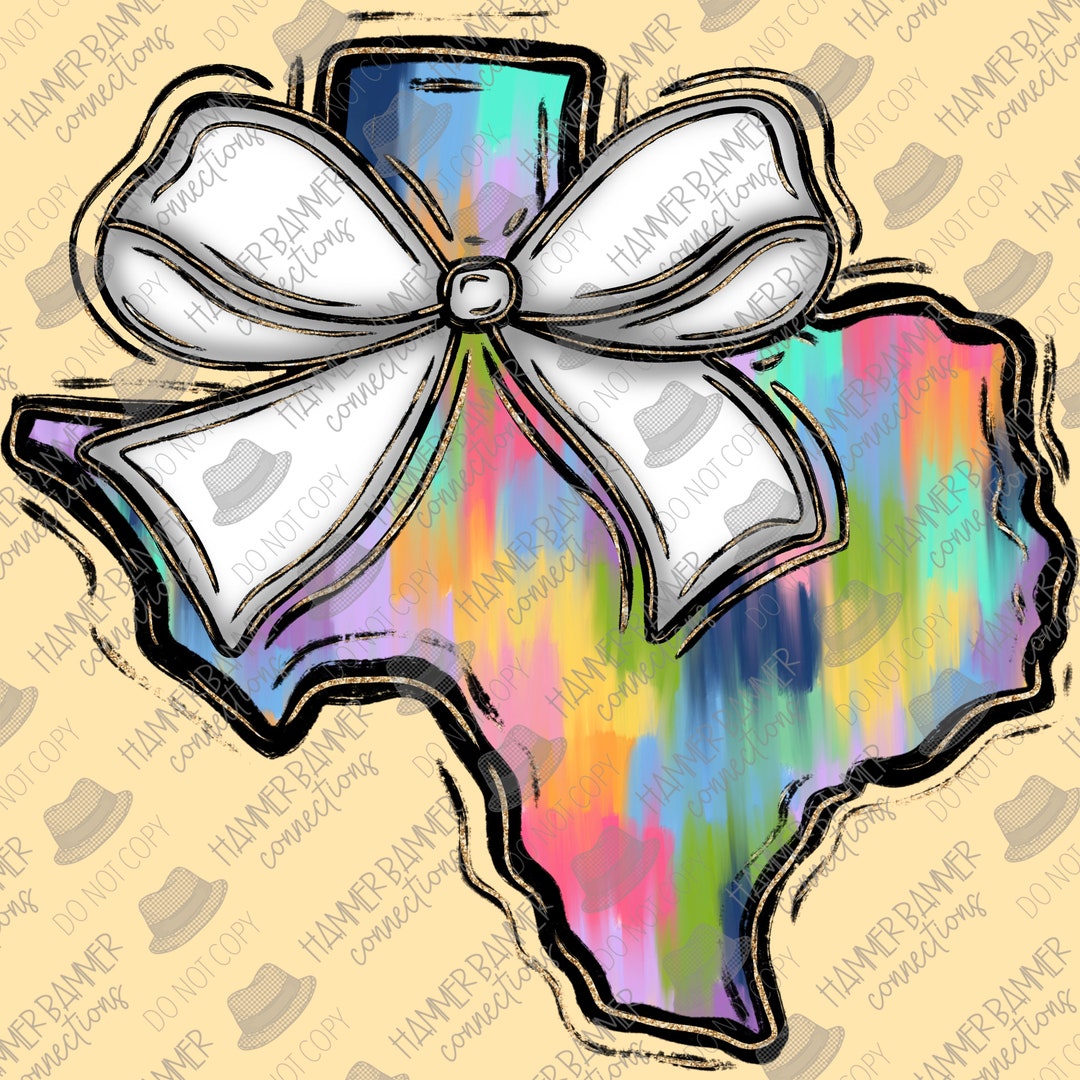 Texas Streaky Paint With Bow, Digital Design, Png, Sublimation, Dtf - Etsy