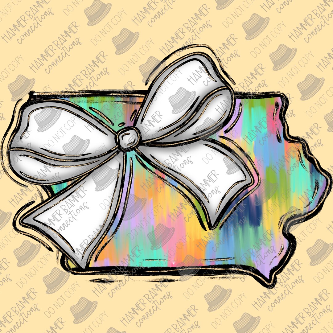 Iowa Streaky Paint With Bow, Digital Design, Png, Sublimation, Dtf - Etsy