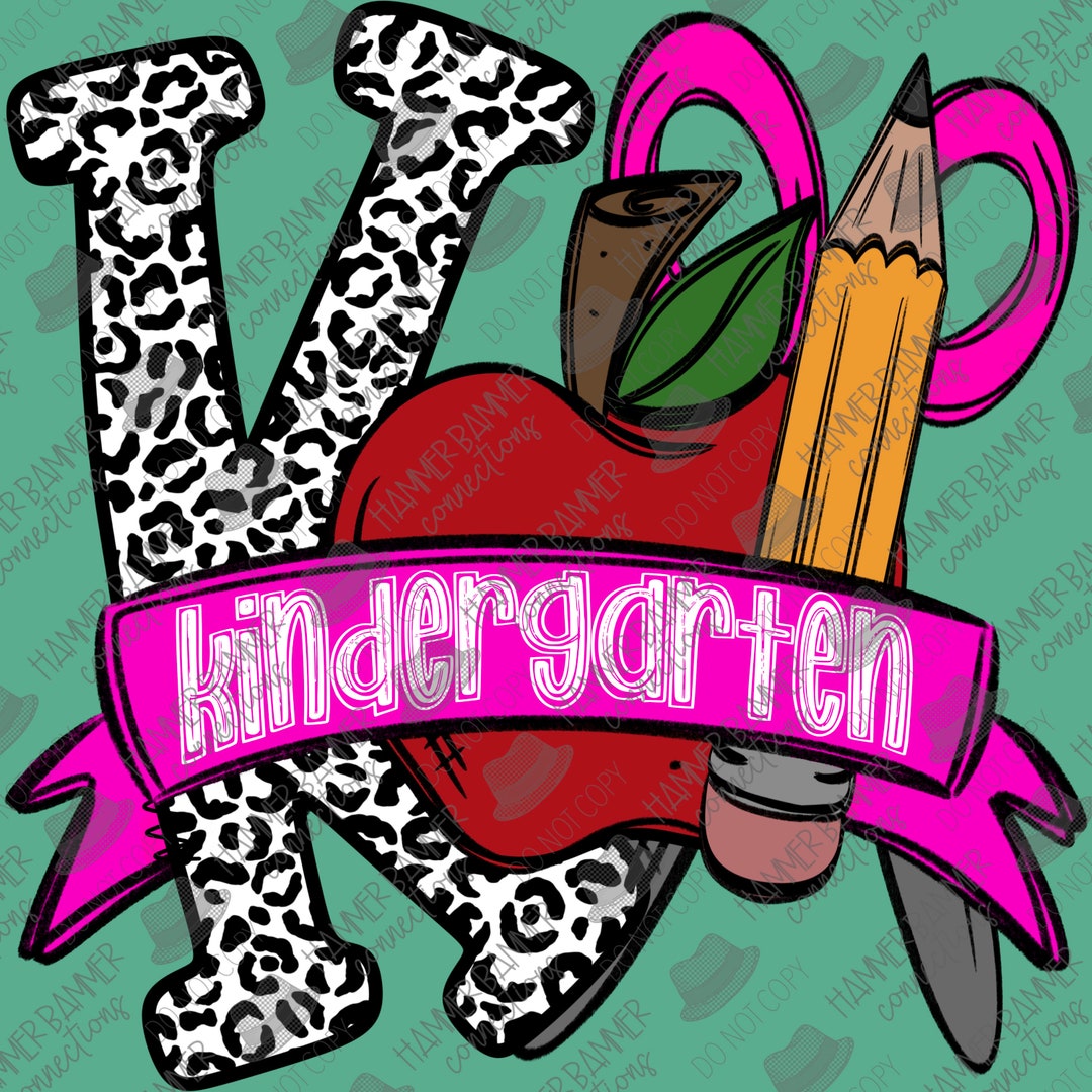 Kindergarten, Back to School, Cheetah, Leopard, Pink, Girl, Digital ...