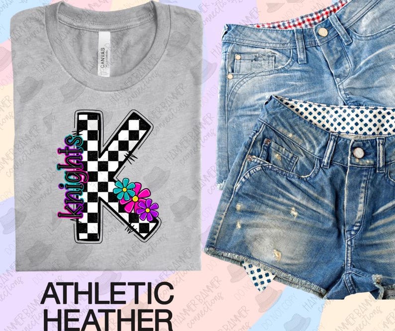 Knights Mascot Checkered Floral, Digital, Design, Png, Sublimation, Dtf ...