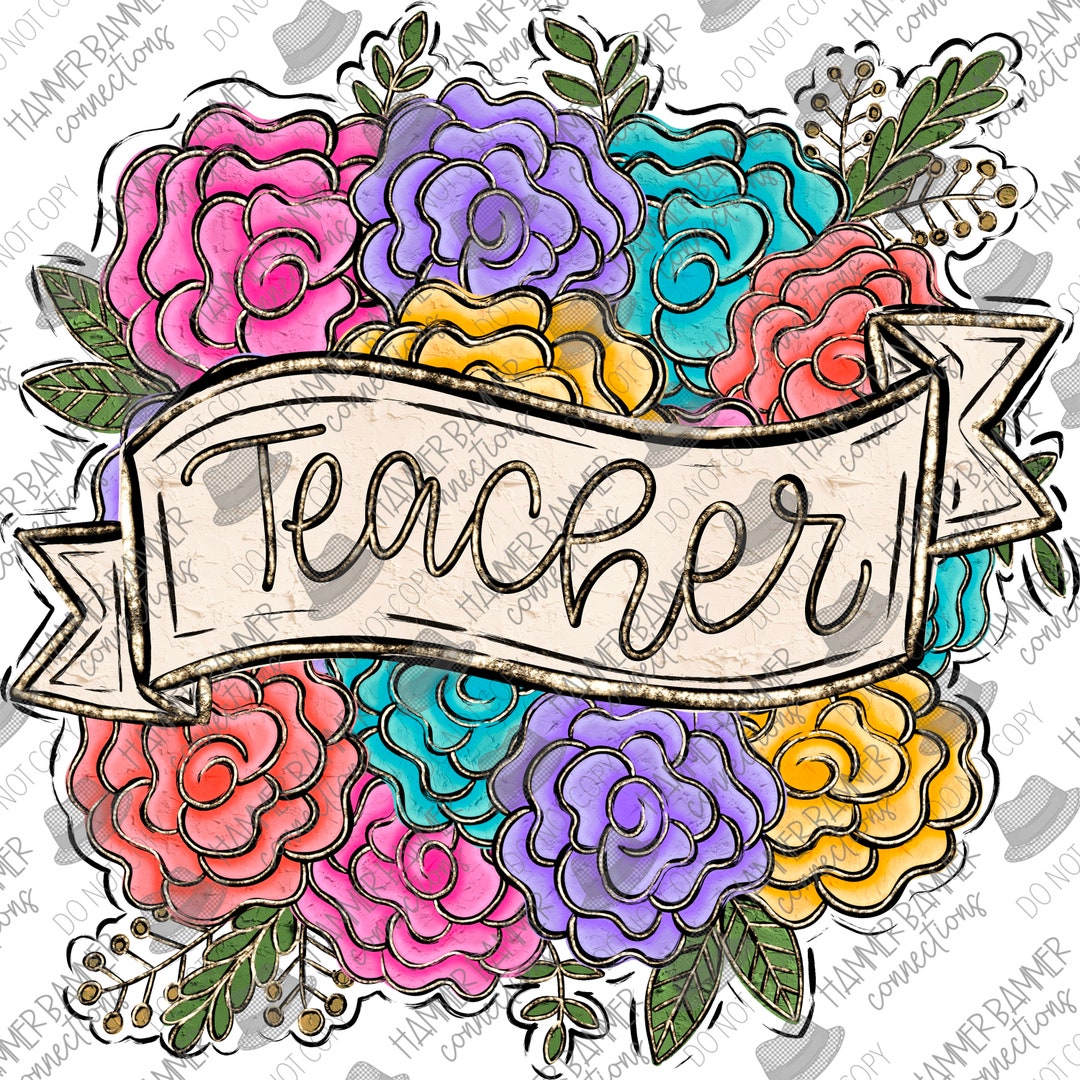 Floral Banner, Teacher, Digital Design, Png, Sublimation, Dtf - Etsy