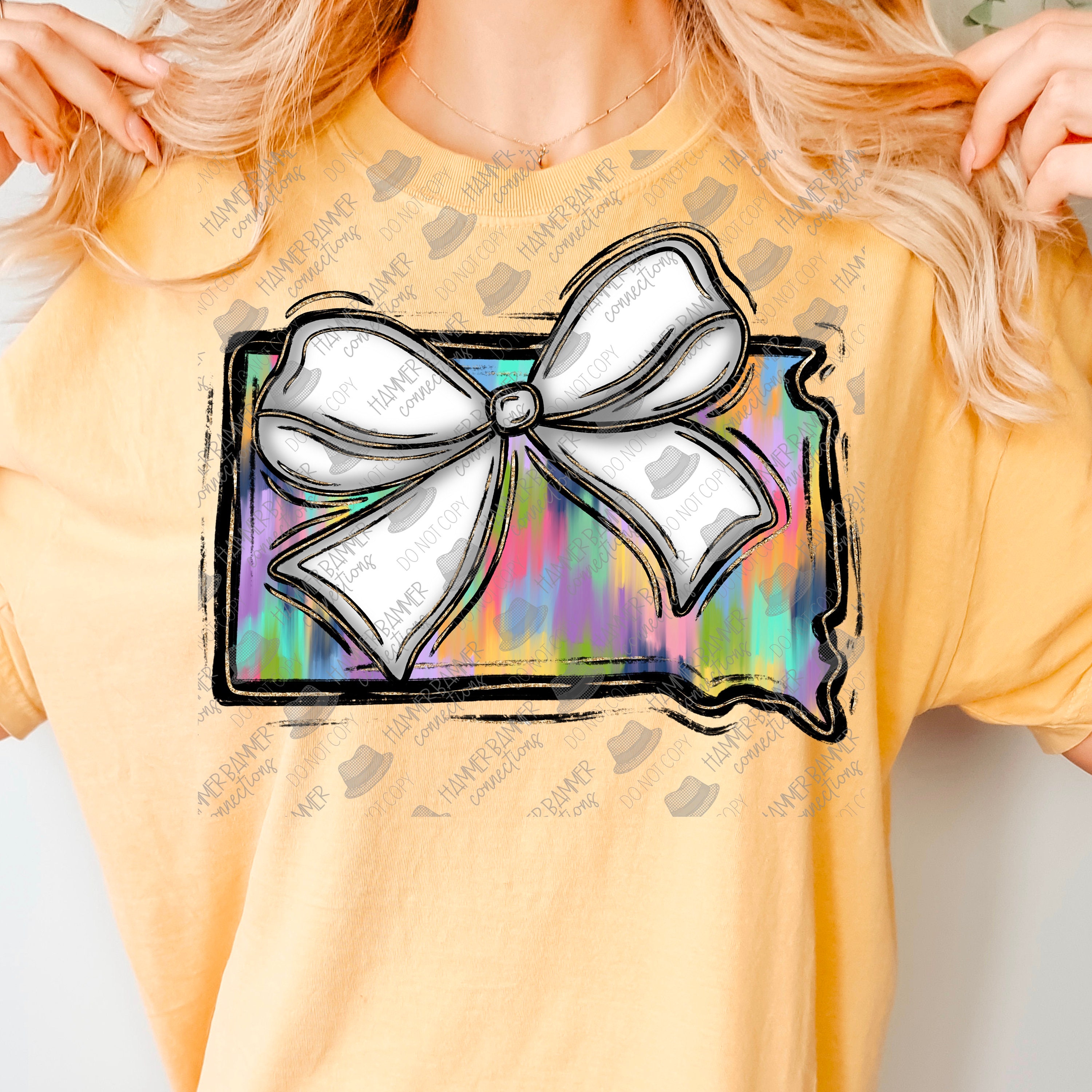 South Dakota Streaky Paint With Bow, Digital Design, Png, Sublimation ...