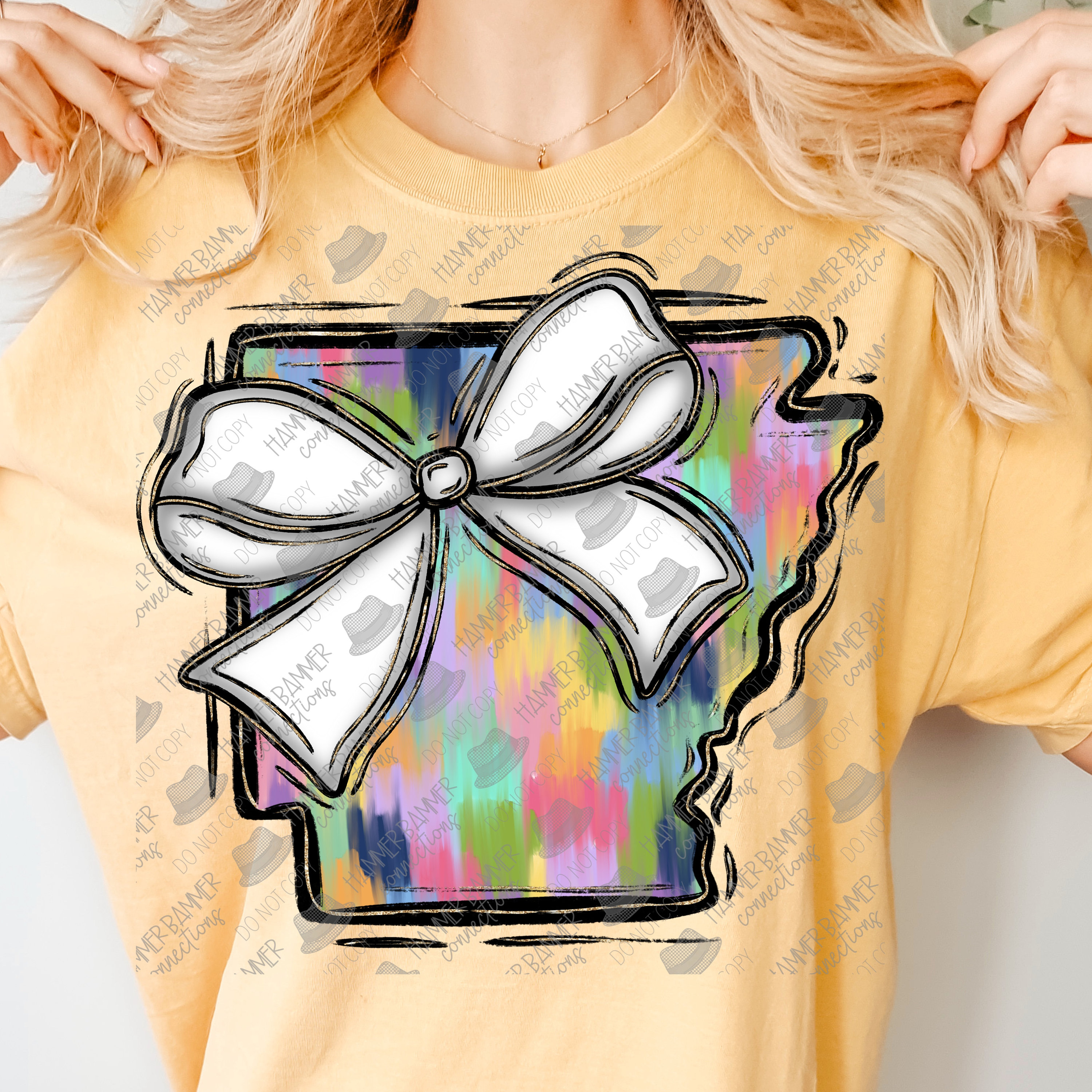 Arkansas Streaky Paint With Bow, Digital Design, Png, Sublimation, Dtf ...