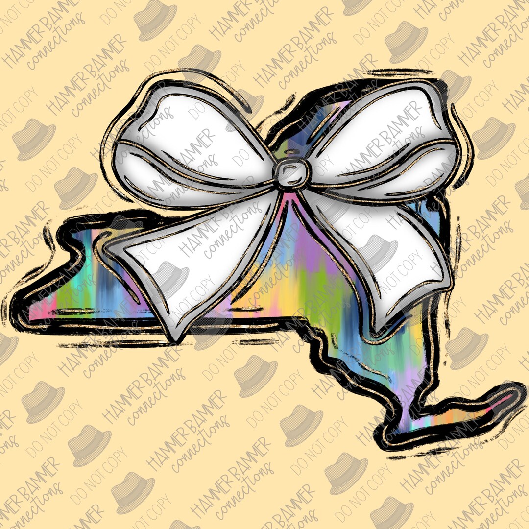 New York Streaky Paint With Bow, Digital Design, Png, Sublimation, Dtf ...