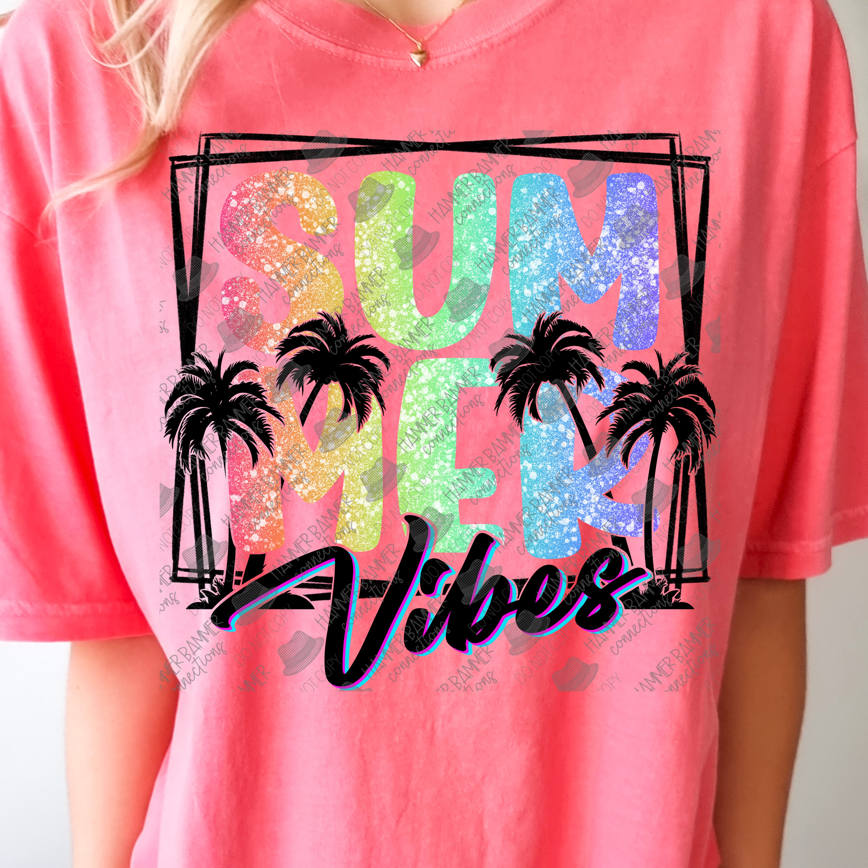 Summer Vibes, Retro Font, Black and White Versions, Palm Trees, Digital ...