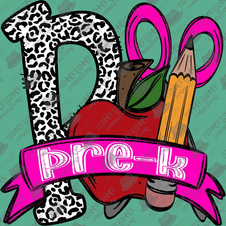 Pre-k, Back to School, Cheetah, Leopard, Pink, Girl, Digital, Design ...