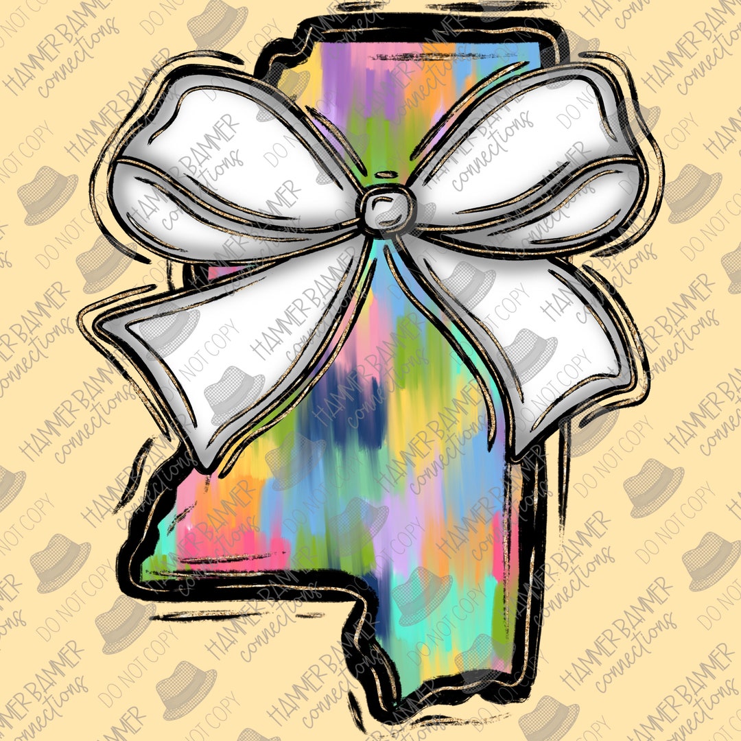 Mississippi Streaky Paint With Bow, Digital Design, Png, Sublimation ...