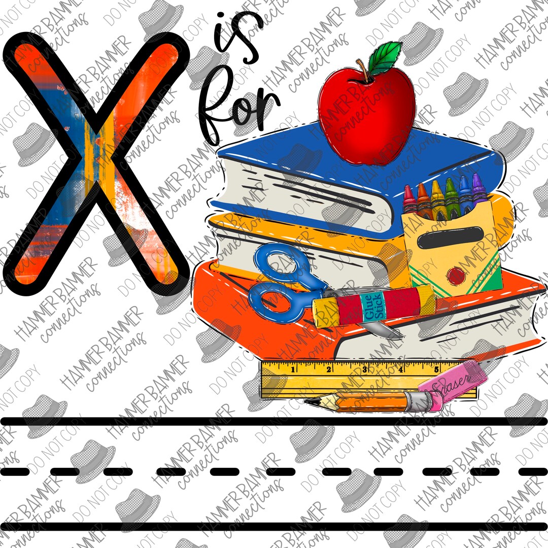 X is For…, Back to School, Add Your Own Text, Blue Version (pink ...