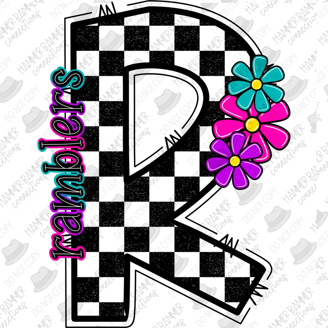 Ramblers Mascot Checkered Floral, Digital, Design, Png, Sublimation ...