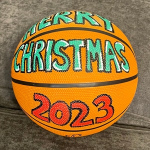Merry Christmas Hand Painted Basketball Holiday Gift for Her Sports ...