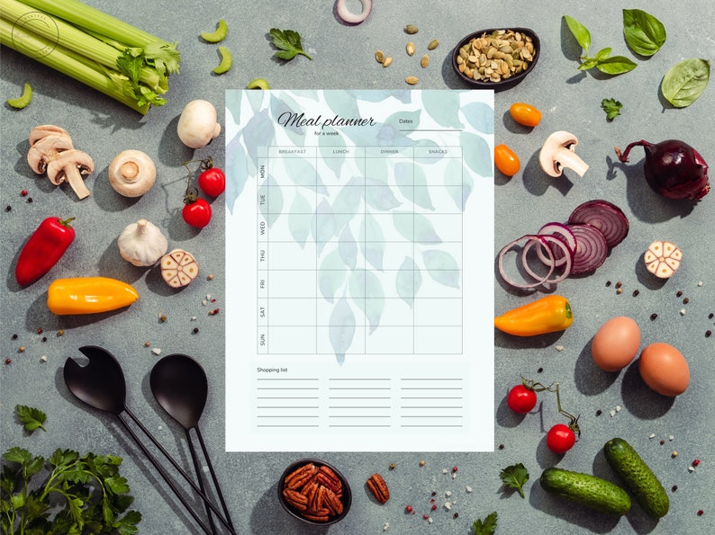 Printable Weekly Meal Planner Healthy Menu Tracker With Grocery ...