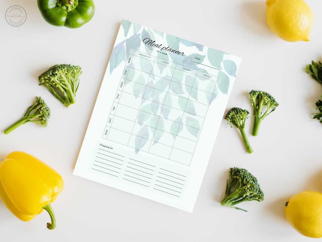 Printable Weekly Meal Planner - Healthy Menu Tracker With Grocery ...