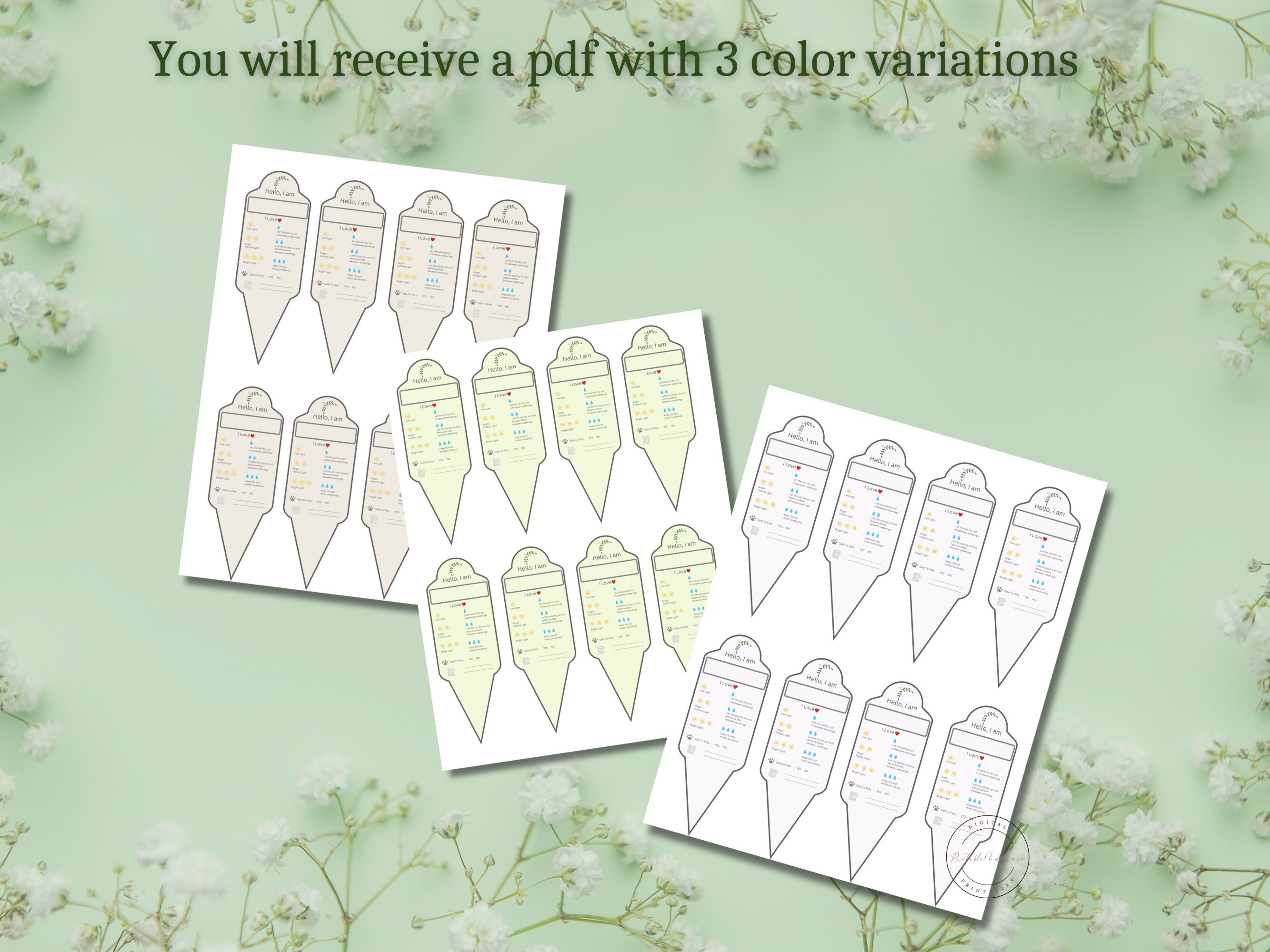 Printable Plant Care Tags Home Gardening Organizer Labels, Houseplant ...