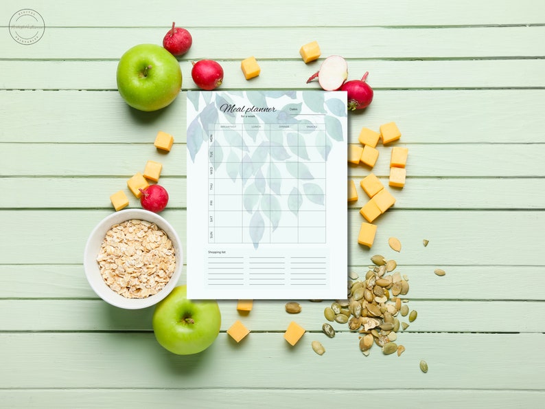 Printable Weekly Meal Planner Healthy Menu Tracker With Grocery ...