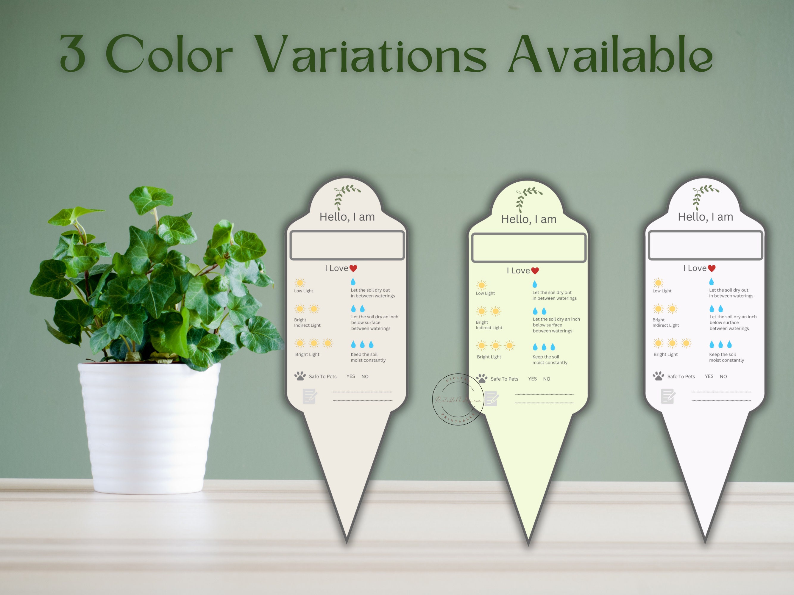 Printable Plant Care Tags Home Gardening Organizer Labels, Houseplant ...