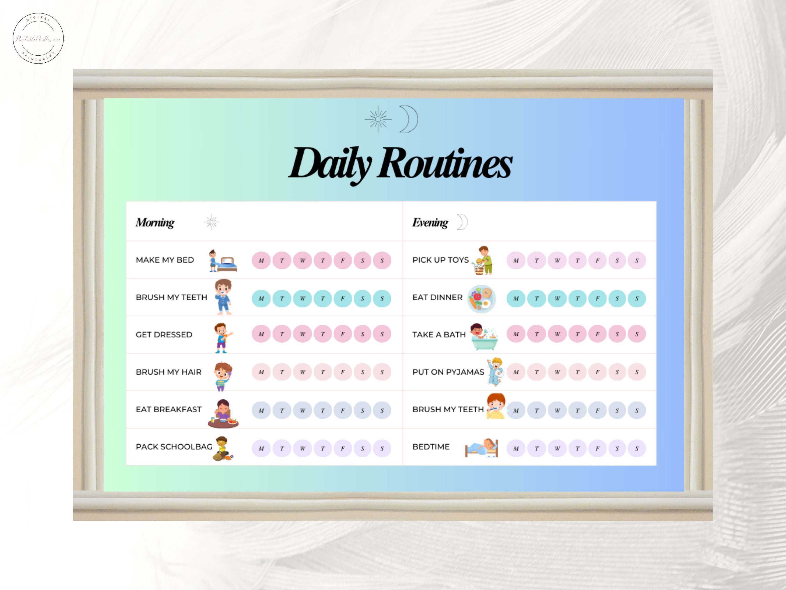 Kids Daily Routine Chart Printable, Easy-to-follow Visual Icons Ideal ...