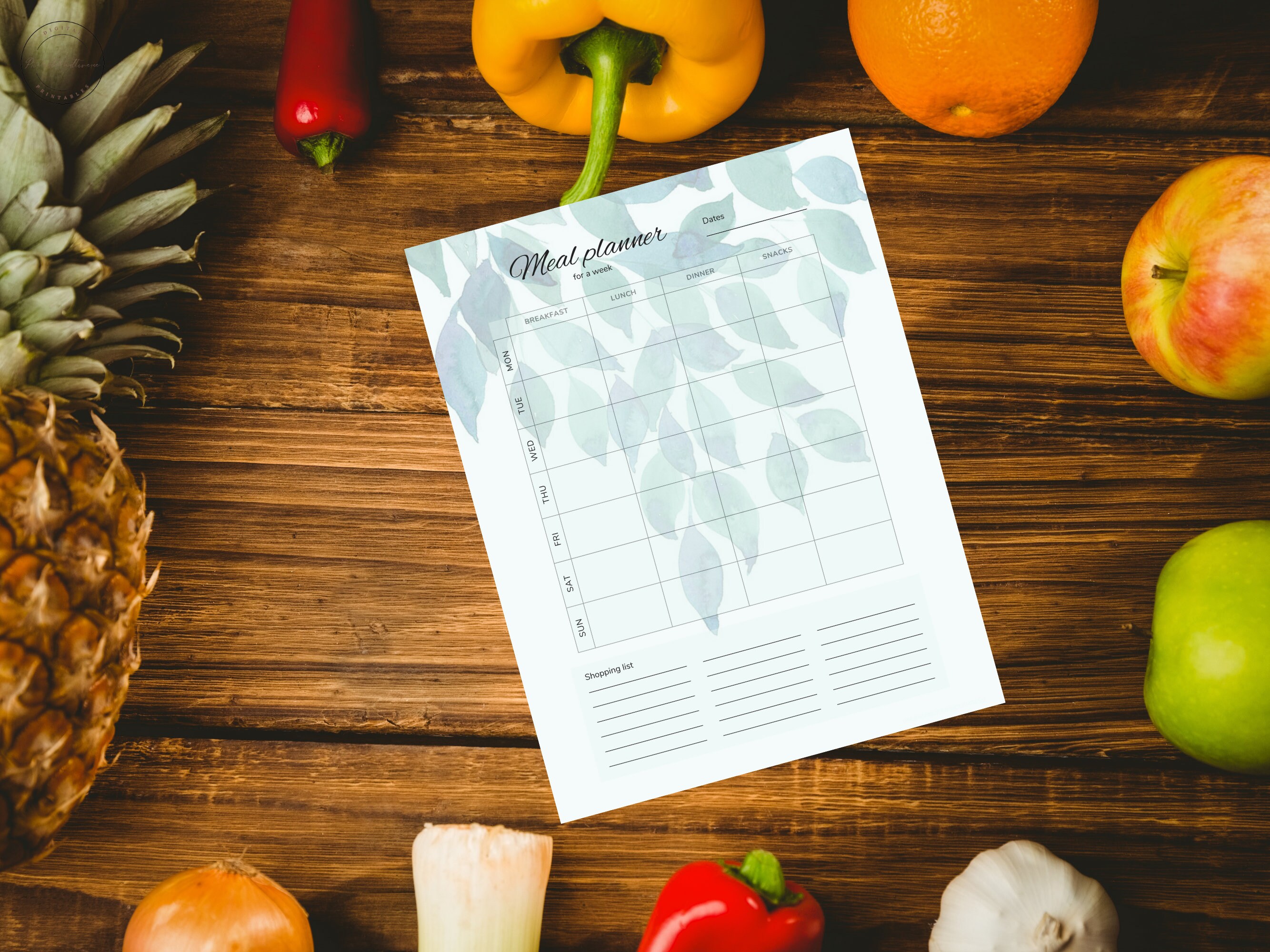 Printable Weekly Meal Planner - Healthy Menu Tracker With Grocery ...