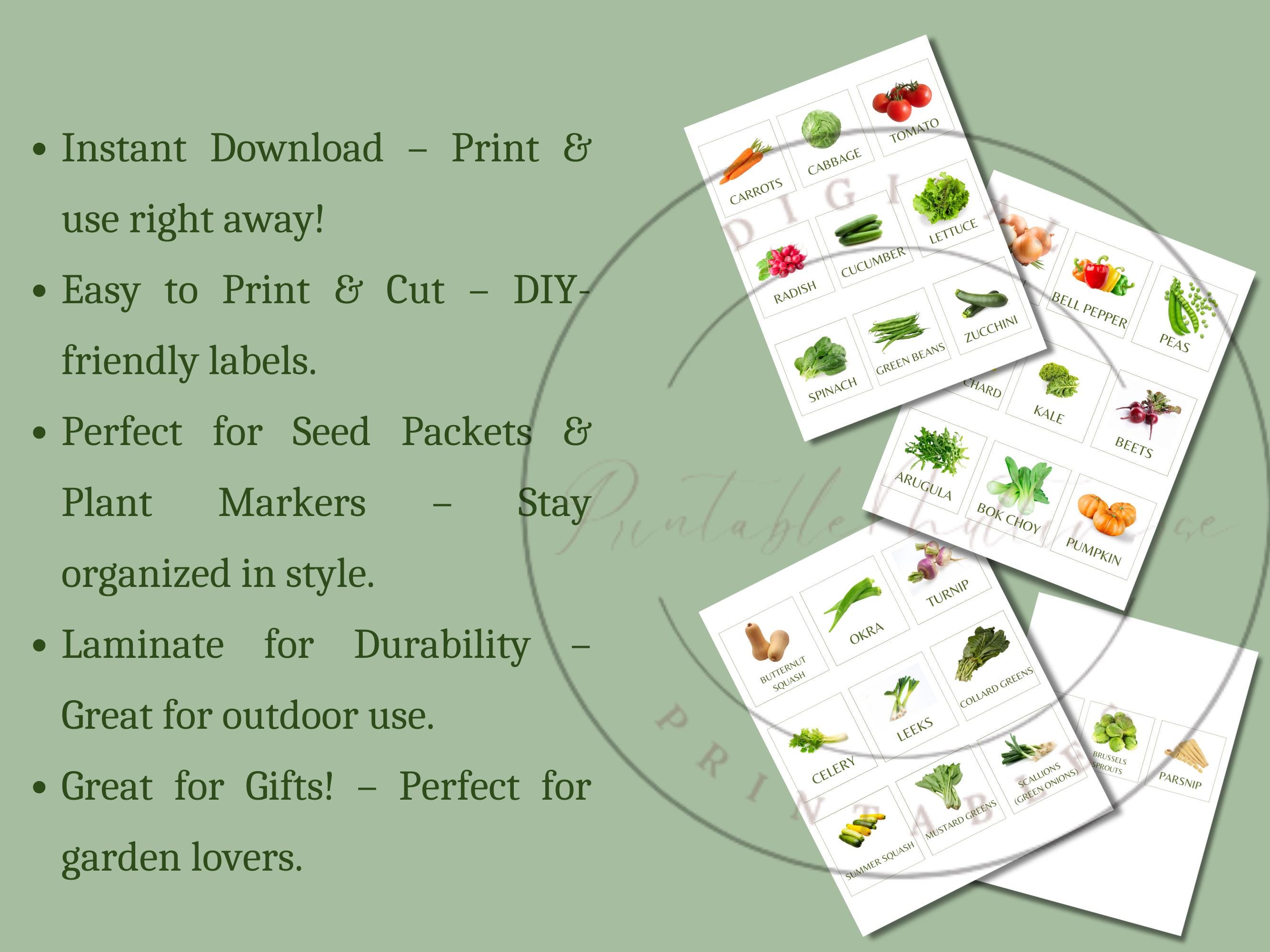 Printable Vegetable/seed Labels | DIY Garden Markers | Seed Packet ...